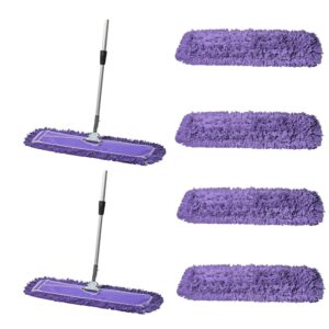 tidy tools 24 inch purple dust mop with extendable handle and 24 inch purple dust mop refill bundle - 2 mop sets and 4 refills