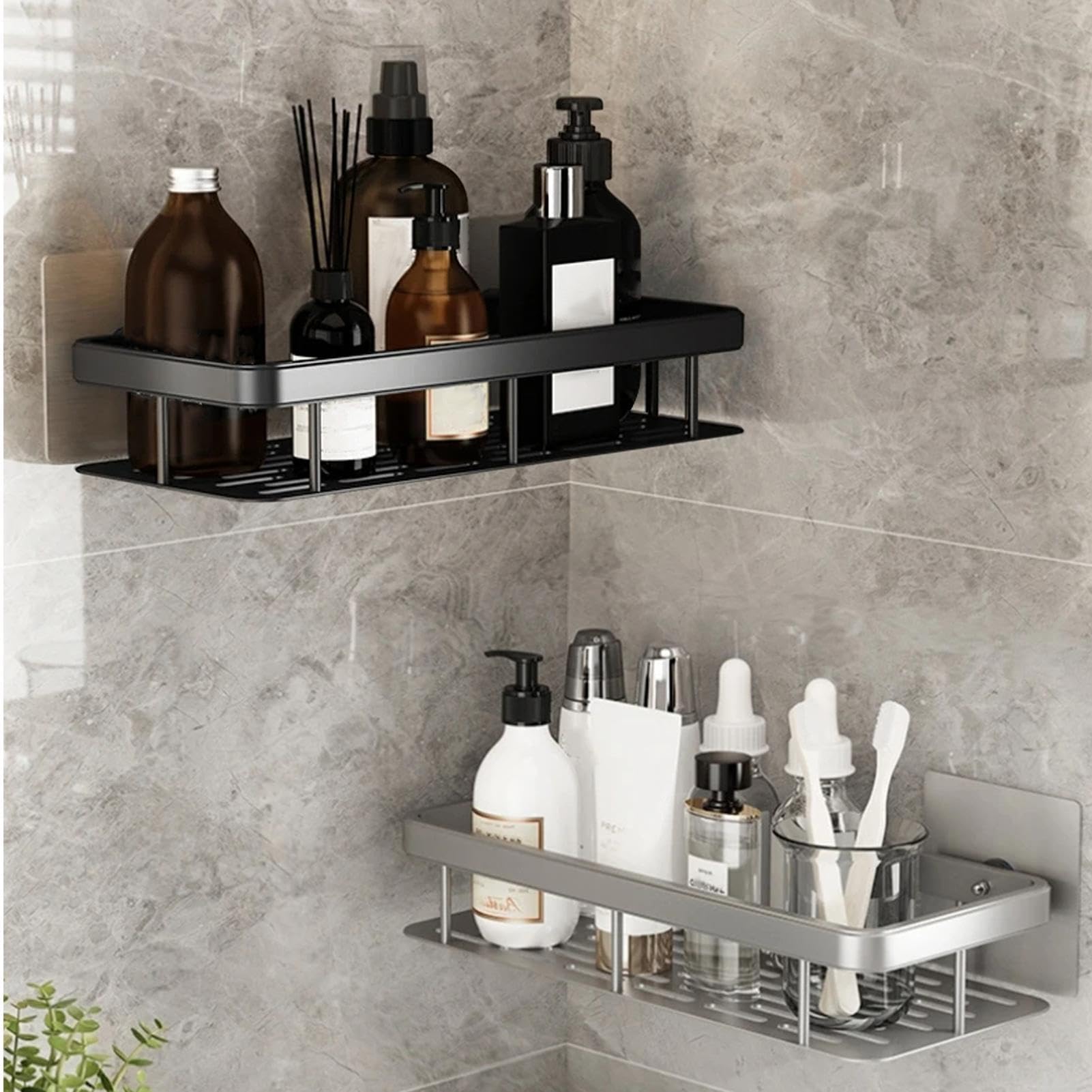 Wall Mounted Bathroom Shelves - Punch- Bathroom Rack, Over Toilet Floating Shelves | No Drilling Bedroom Floating Shelves for Bathroom, Wall-Mounted Sink Bathroom Shelves Over Toilet