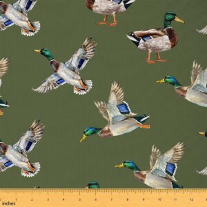 jejeloiu cute mallard duck fabric by the yard 1 yard wild duck hunting decorative waterproof outdoor fabric teens hunting and fishing 3d wild animal upholstery fabric for chairs green outdoor fabric