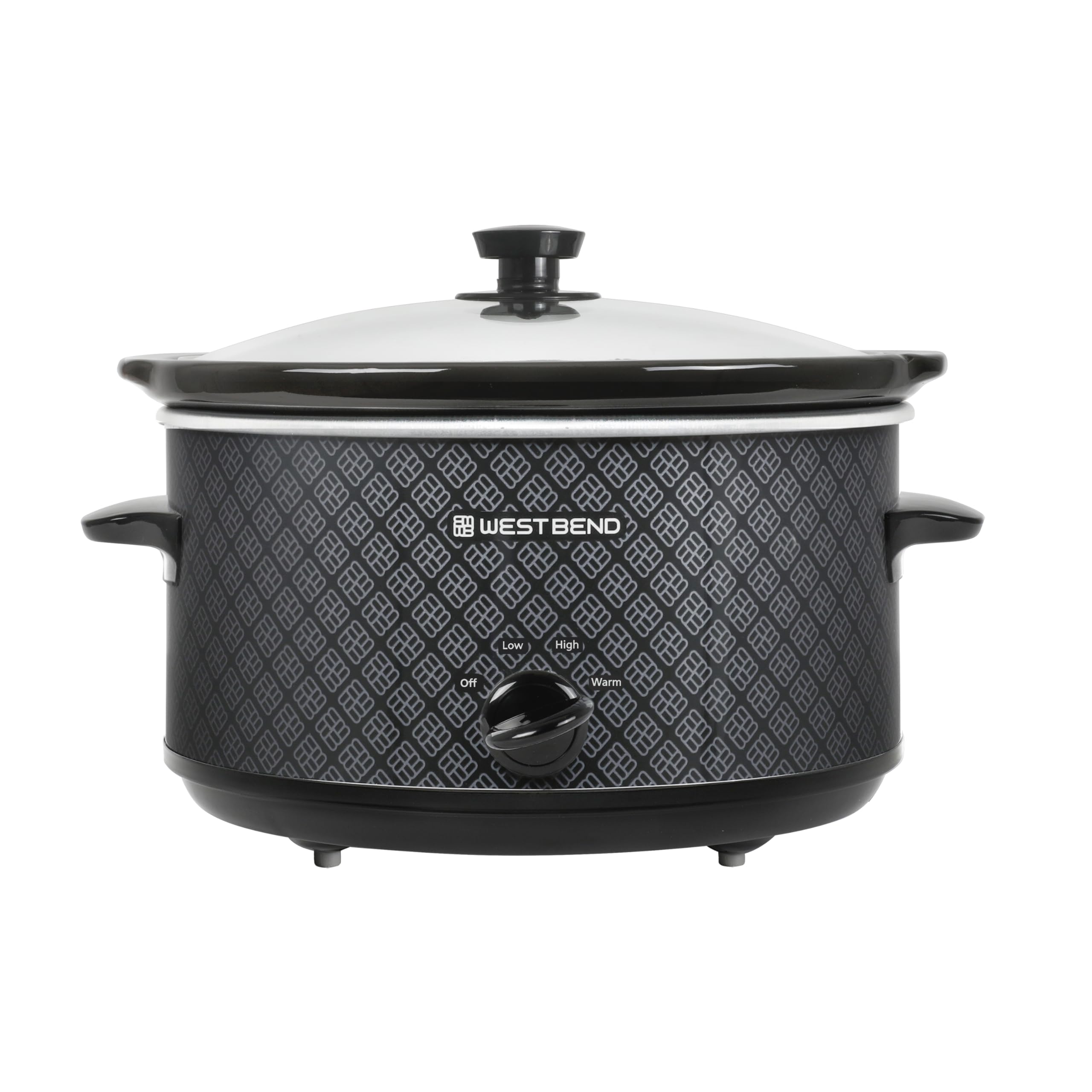 West Bend Slow Cooker 4-Quart Manual Crockery Style with Dishwasher Safe Oval Ceramic Crockpot and Glass Lid Two Temperature Settings Plus Keep Warm, 210-Watts, Black