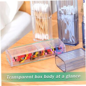 Cotton Swab Travel Case Cotton Swab Holder, 4Pcs Clear Plastic Flosser Dispenser With Lid, Portable Cotton Swab Travel Case, 0.8X1.3X4.1" Travel Containers For Hair Ties Floss Band-Aids, Toothpicks