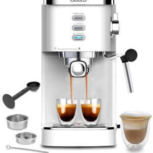 Gevi Espresso Machine 20 Bar High Pressure,Compact Espresso Maker with Milk Frother Steam Wand, Burr Coffee Grinder, Adjustable Burr Mill with 35 Precise Grind Settings, Electric Coffee Grinder