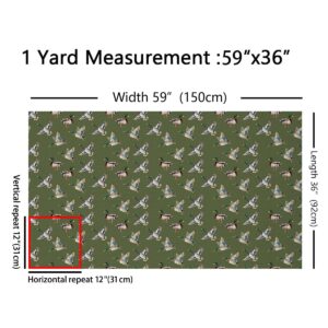 Jejeloiu Cute Mallard Duck Fabric by The Yard 1 Yard Wild Duck Hunting Decorative Waterproof Outdoor Fabric Teens Hunting and Fishing 3D Wild Animal Upholstery Fabric for Chairs Green Outdoor Fabric