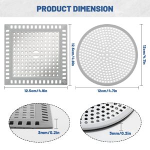 Shower Drain Hair Catcher, 2 Pcs Shower Hair Drain Catcher Stainless Steel Hair Catcher Shower Drain Cover for Shower Bathtub Bathroom Floor Kitchen Sink, Bathtub Drain Hair Catcher (Square+Round)