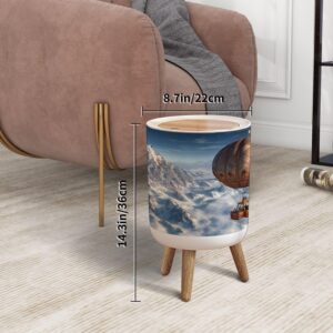 LGCZNWDFHTZ Small Trash Can with Lid Fantasy hot air Balloon Snow Covered Mountains Garbage Bin Pet Proof Waste Basket for Kitchen Bathroom Office Bedroom Decorative 1.8 Gallon