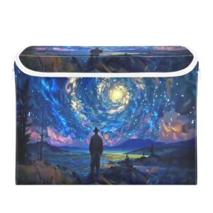 romantic spiral starry night fabric storage bin with lid storage bins for shelves