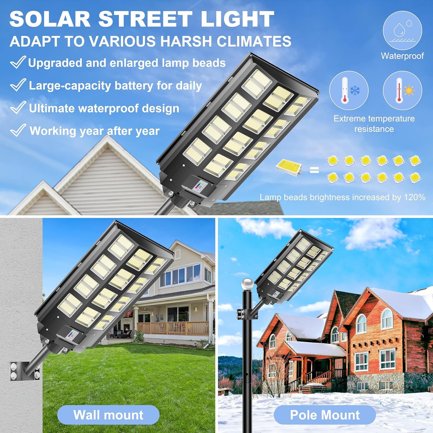 loyoele 3-Pack 9600W Solar Parking Lot Lights 360000LM 7000K Outdoor LED Solar Street Light Dusk to Dawn Street Lights Solar Powered,with Motion Sensor,Yard, Solar Street Lights Outdoor