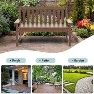 YITAHOME Garden Bench, All Weather Outdoor Bench for 2-3 Persons, Fade/Rot Resistant Patio Bench for Park, Porch, Patio & Backyard (Brown)