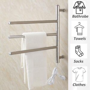 NJDQFA Constant Temperature Electric Heated Towel Racks for Bathroom,Towel Warmer Rack Stainless Steel,Swivel Towel Warmer Wall Mounted,Plug in