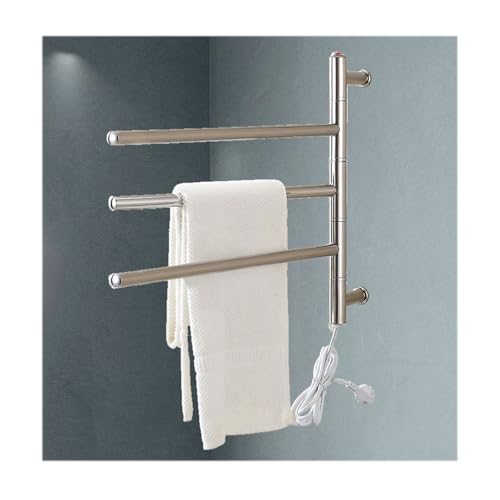 NJDQFA Constant Temperature Electric Heated Towel Racks for Bathroom,Towel Warmer Rack Stainless Steel,Swivel Towel Warmer Wall Mounted,Plug in