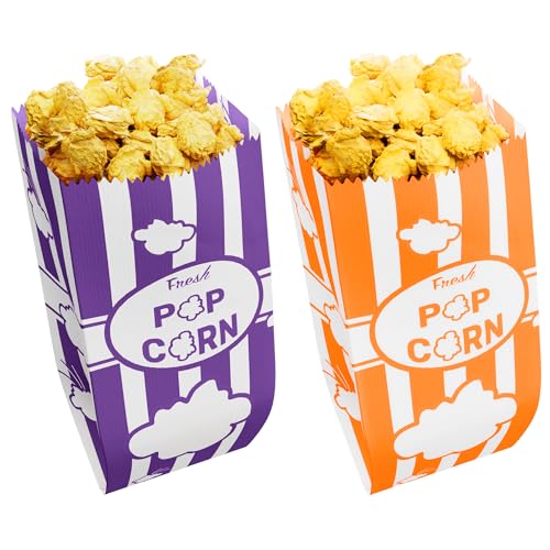 [100-pcs] 1 oz Purple Popcorn Bags + [100-pcs] 1 oz Orange Paper Popcorn Bags - Customizable - Bundle