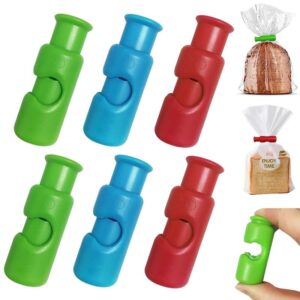 kruggo bag clips, 2024 new chip clips, bag clips for food storage, snack bread sealing clip, squeeze clips for chips, food clips for bags plastic, reusable grocery bag clips (6 pcs)