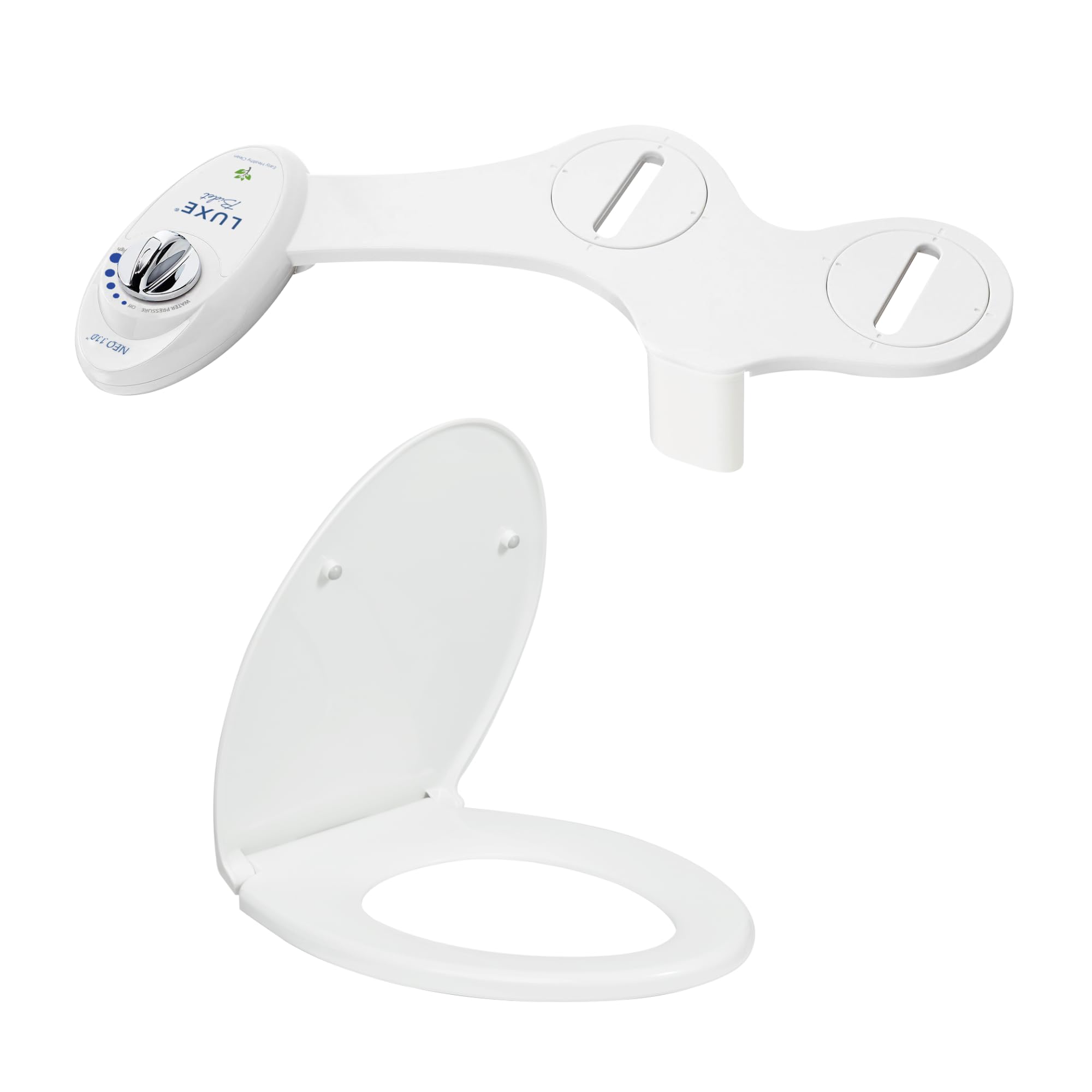 LUXE Bidet NEO 110 White and Elongated Toilet Seat Bundle