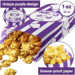 [100-pcs] 1 oz Purple Popcorn Bags + [100-pcs] 1 oz Orange Paper Popcorn Bags - Customizable - Bundle