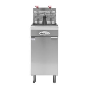 Value Series Commercial Deep Fryer 40 lb. Stainless Steel Floor Fryer for Restaurants, 3 Heating Tubes, 90,000 BTU, Natural Gas Powered (29R-001-NAT)