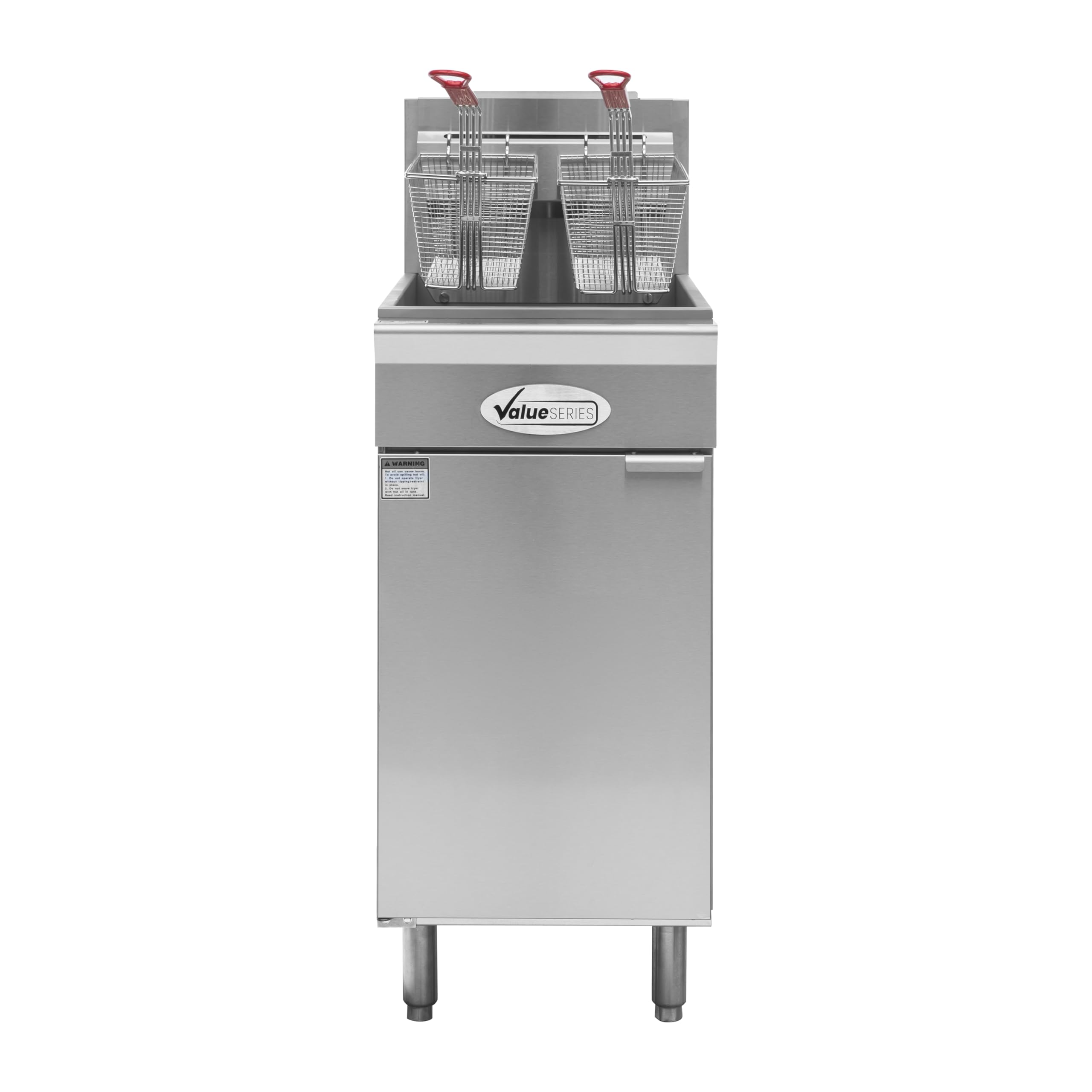 Value Series Commercial Deep Fryer 40 lb. Stainless Steel Floor Fryer for Restaurants, 3 Heating Tubes, 90,000 BTU, Natural Gas Powered (29R-001-NAT)