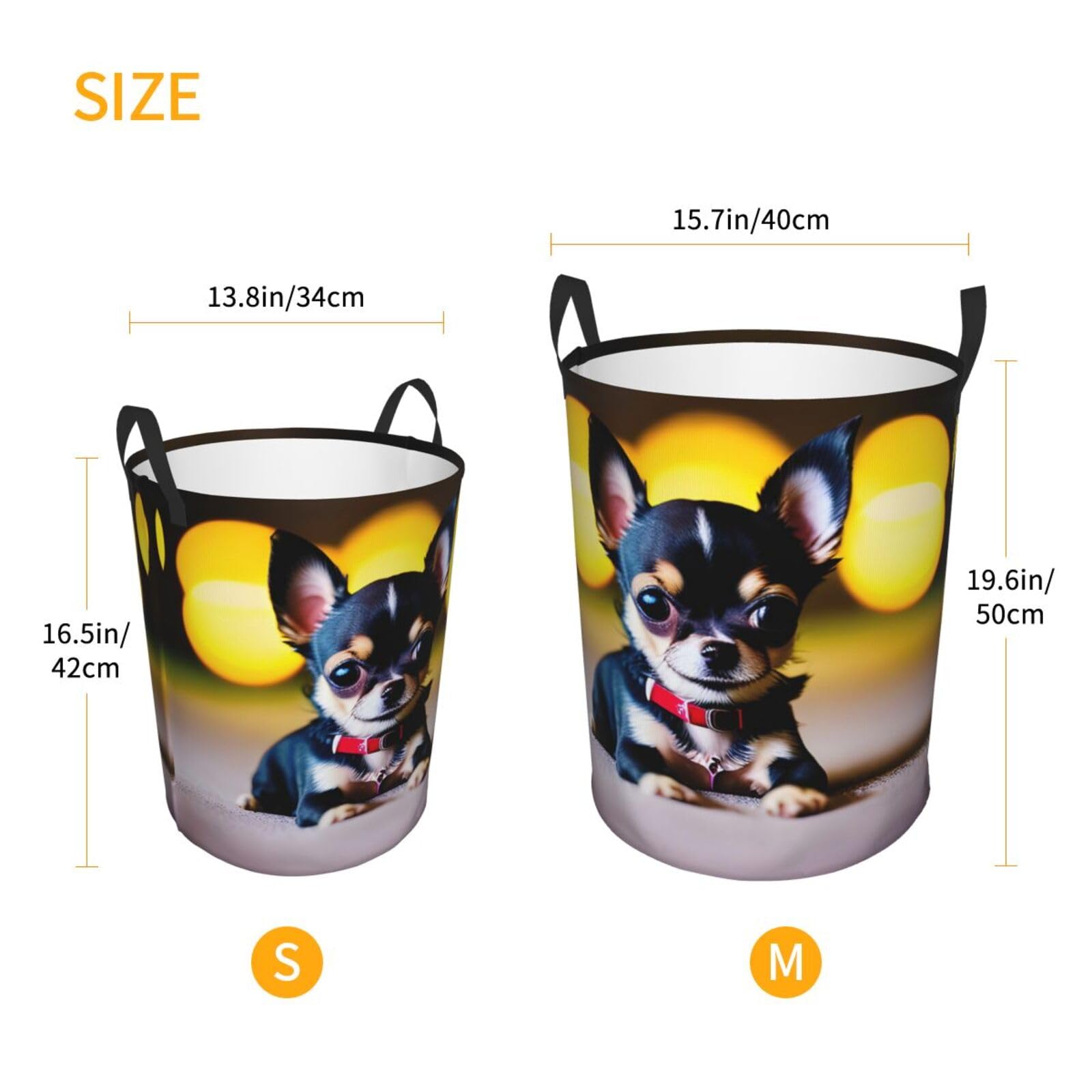 Chihuahua Dog print Dirty laundry basket Foldable round tote bag Home decor Easy collection gift basket