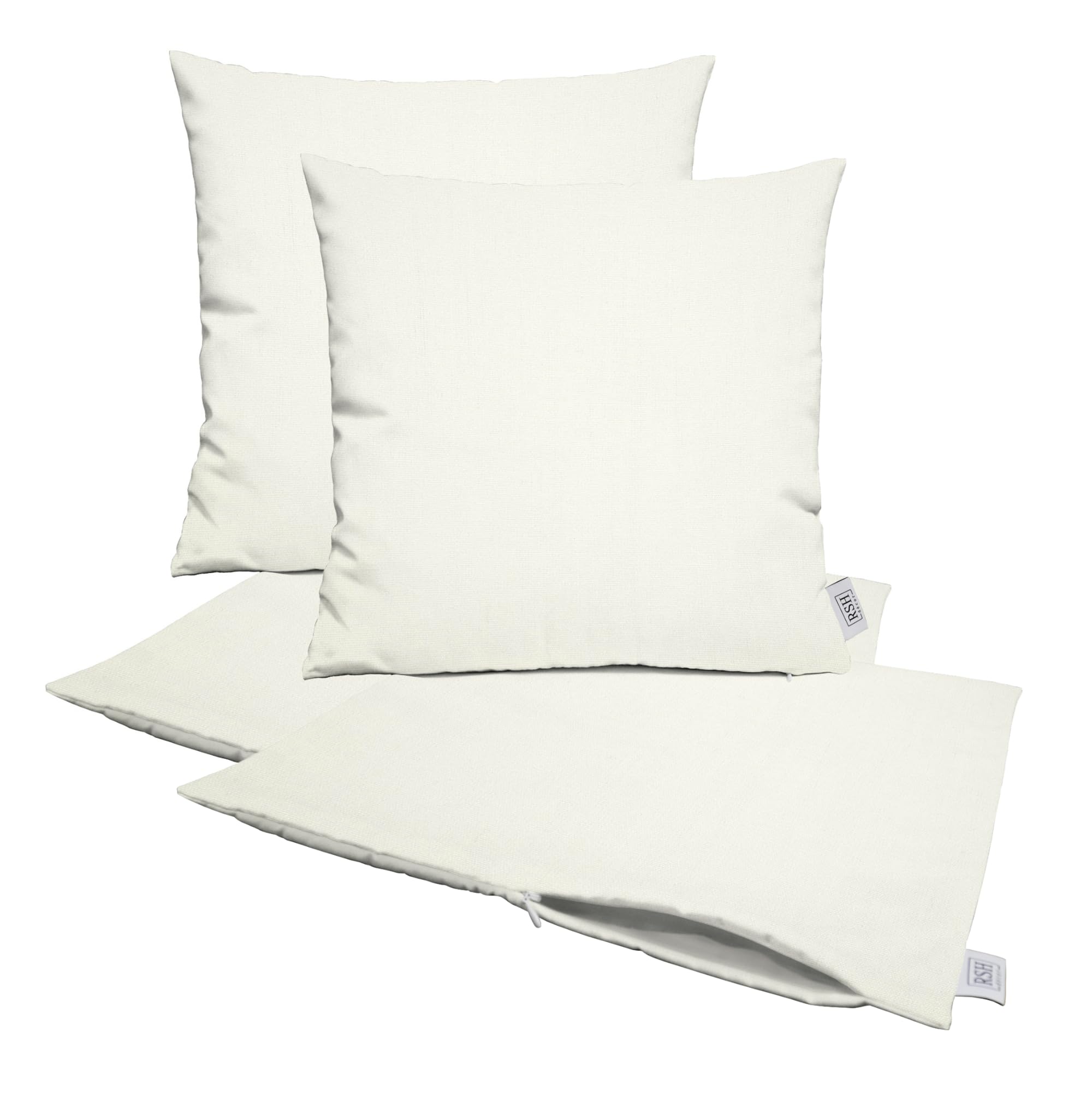 RSH DECOR: Sunbrella Pillow Covers Set of 4 | Covers Only - 24" x 24" | Outdoor Pillow Covers Crafted with Sunbrella Performance Fabric | Canvas White