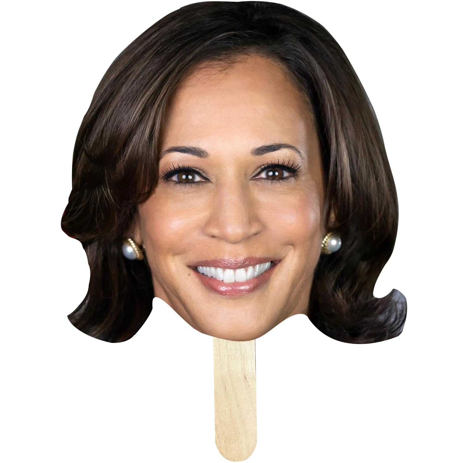 Kamala Harries - 12 in Big Heads on a Stick for Presidential Election 2024 | Waterproof Fun Face Cardboard Cutout | Life Size face on a Stick -1 ct