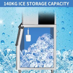 Commercial Ice Maker, 1000 Lbs/24H Industrial Ice Maker Machine with 640 Lbs Ice Storage, Vertical Ice Maker Machine, Air Cooled Stainless Steel Ice Cube Maker for Commercial and Home Use