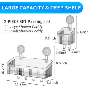 Iseobuoco 2 Pack Clear Shower Caddy Suction Cup, NO-Drilling Removable Shower Shelf, Plastic Shower Basket Organizer for Bathroom Storage & Kitchen,One Second Installation,Rustproof Waterproof