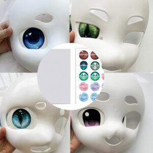 BOYYOEE 1 Set Fursuit Eye Mesh with Eyes, 11.8x7.87inch Waterproof Blank PVC Eye Mesh with Eyes for Therian Mask for Furries Cosplay, Sculptures,Craft Making,Props Fursuits (Cartoon-A)