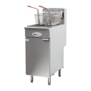 Value Series Commercial Deep Fryer 40 lb. Stainless Steel Floor Fryer for Restaurants, 3 Heating Tubes, 90,000 BTU, Natural Gas Powered (29R-001-NAT)