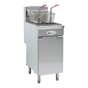 value series commercial deep fryer 40 lb. stainless steel floor fryer for restaurants, 3 heating tubes, 90,000 btu, natural gas powered (29r-001-nat)