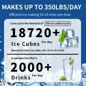 Commercial Ice Maker, 1000 Lbs/24H Industrial Ice Maker Machine with 640 Lbs Ice Storage, Vertical Ice Maker Machine, Air Cooled Stainless Steel Ice Cube Maker for Commercial and Home Use