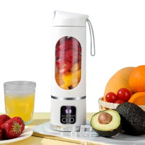 usb rechargeable portable blender - 12-blade mini ice crusher with digital display, 3 modes, easy-to-clean, 15.22oz portable mixing cup, perfect for fresh juice at home or on-the-go (white)