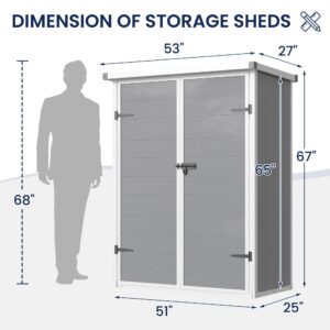 VONZOY 38Cu.ft Resin Vertical Storage Shed,Sturdy Plastic Construction,Waterproof Resin Outdoor Storage Shed with Adjustable Shelving Brackets and Reinforced Floor, Extra-Large Shed for Garden