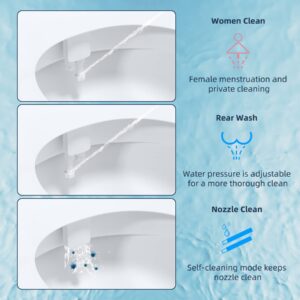 Hibbent Toilet Seat Bidet with Self Cleaning Dual Nozzle, Hot and Cold Water Spray Non-Electric Mechanical Bidet Toilet Attachment with Bidet T Adapter