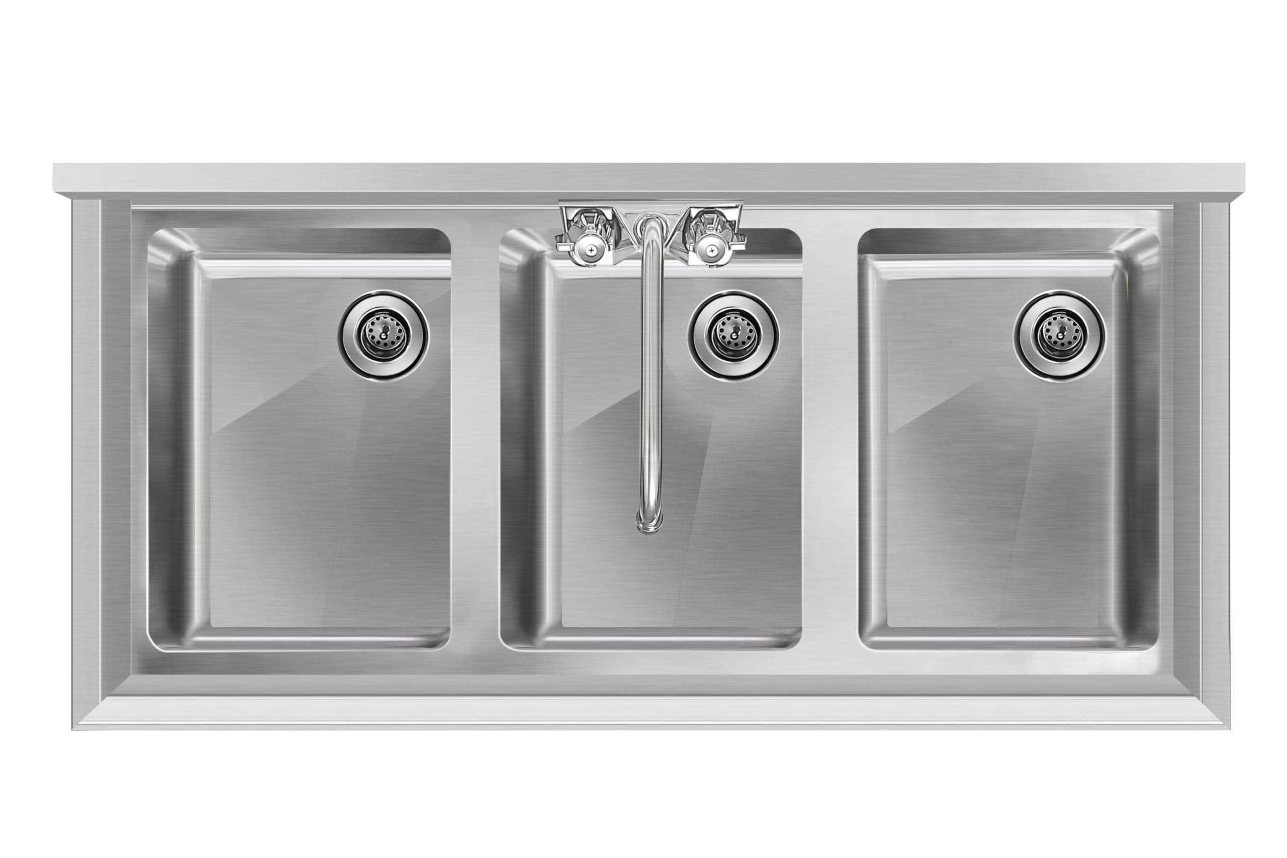 KoolMore 38 in. Three-Compartment Commercial Bar Sink with 3 in. Backsplash and Faucet, NSF Certified in Stainless Steel (SBR3B38-320)