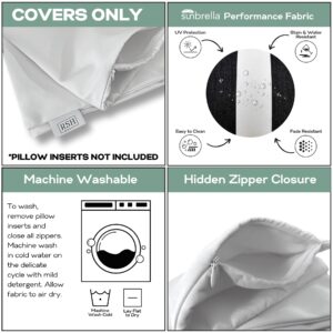 RSH DECOR: Sunbrella Pillow Covers Set of 4 | Covers Only - 24" x 24" | Outdoor Pillow Covers Crafted with Sunbrella Performance Fabric | Canvas White