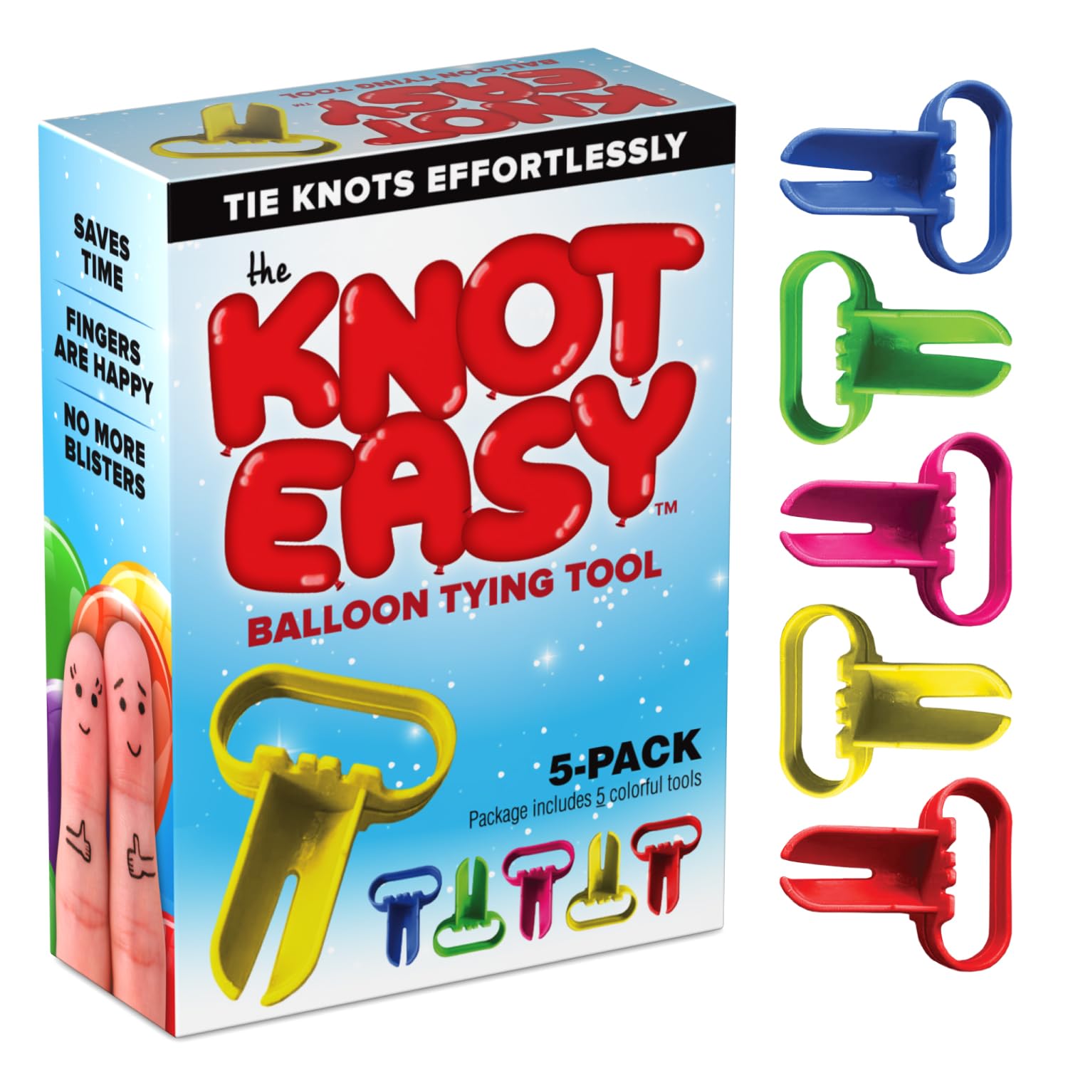 Knot Easy Balloon Tie Tool (5 Pack) - Party Smith - Ties Knot Fast - Easy Balloons Tying Tools - Knotter Tier Device - Party Supplies Decorations & Accessories Kit - Great for Balloon Arch & Arches