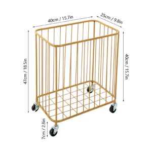 Gold Metal Laundry Hamper with Wheels,Large Capacity Laundry Basket Cart,Rolling Laundry Basket,for Living Room,Bathroom,