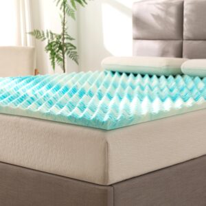 elegant comfort 2 inch mattress topper - gel infused memory foam - assist with airflow - pressure points support - mattress pad and bed topper - blue swirl, california king size