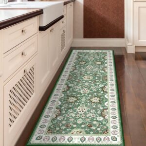 Runner Rug for Hallways Kitchen Runner Rug Washable 2'x 6' Non-Slip, Floral Rubber Backing Non Shedding Soft Carpet Runners for Indoor Entryway Bedroom Bedside