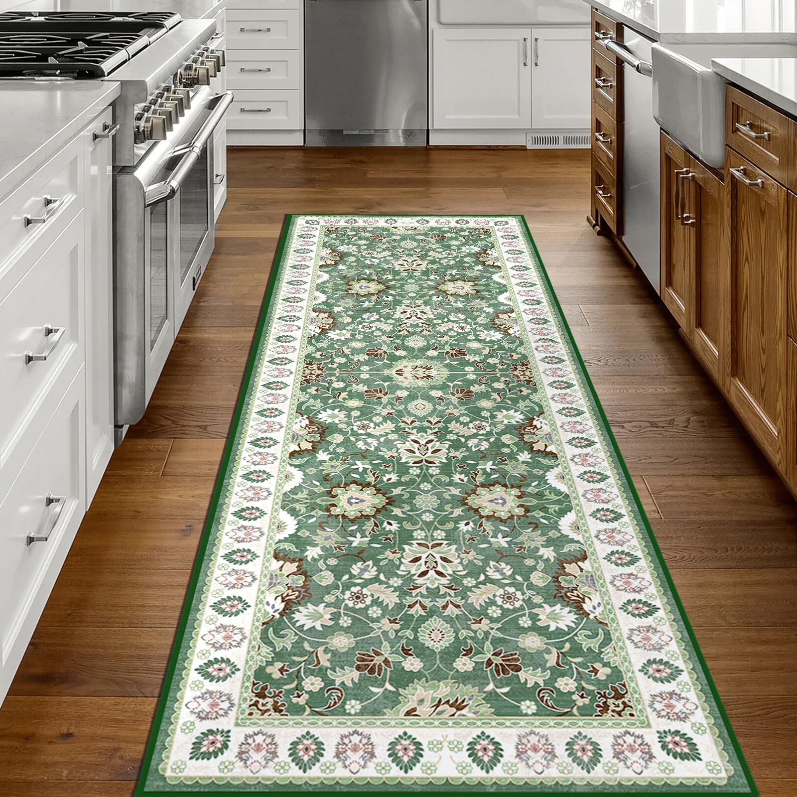 Runner Rug for Hallways Kitchen Runner Rug Washable 2'x 6' Non-Slip, Floral Rubber Backing Non Shedding Soft Carpet Runners for Indoor Entryway Bedroom Bedside