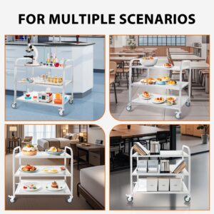 3-Tier Large Stainless Steel Cart,37x19.3x37'' Serving Cart with Wheels Utility Service Trolley 360°Rotation Storage Cart with Locking Wheels Rolling Kitchen Food Cart (37" H x 19.3" W x 37''L)