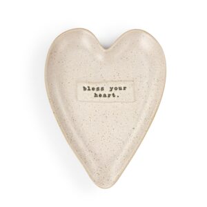 demdaco bless your heart - 6.5 x 4.5 inch grey/white stoneware kitchen utensil spoon rest