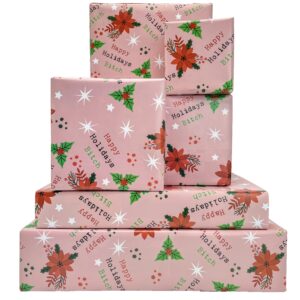 vnaaem funny wrapping paper rude xmas - happy holiday bixxh - pink christmas wrapping paper adult - perfect for winter girlfriend women - inappropriate gift wrap - 20 x 28 inches (6 folded sheet)