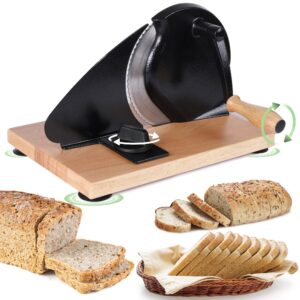 manual bread slicer versatile hand-crank bread slicer manual rotary bread slicer stainless steel slices for butter, chocolate, sausage etc adjustable width 0.78'' for homemade & commercial use