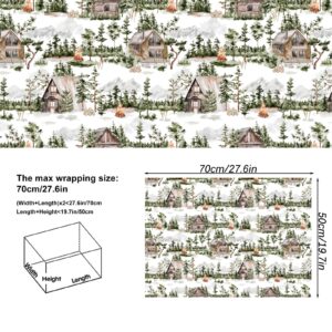 Vnaaem Forest Wrapping Paper 4 Watercolor Holiday Style Gift Wrap Paper Bulk Christmas Tree for Christmas Winter Wedding Baby Shower - 20 X 28 Inches 8 Folded Sheet