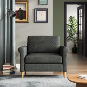 Vesgantti 65'' Sofa +31.5"Accent Chair,2-Seater Sofa Couch+Armchair,Foam Pocket Spring Hybrid Modern Loveseat Sofa+Chairs,Upholstered LoveSeat Couch chair for Livingroom,Bedroom,Small Space etc, Grey