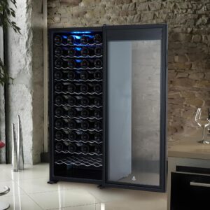 Acekool 80 Bottle Wine Cooler Refrigerator with Stainless Steel & Tempered Glass, Intelligent Digital Control Wine Fridge, Freestanding Built-in Wine Cooler for Red White Wine, Champagne, Beer