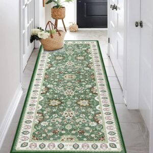 Runner Rug for Hallways Kitchen Runner Rug Washable 2'x 6' Non-Slip, Floral Rubber Backing Non Shedding Soft Carpet Runners for Indoor Entryway Bedroom Bedside