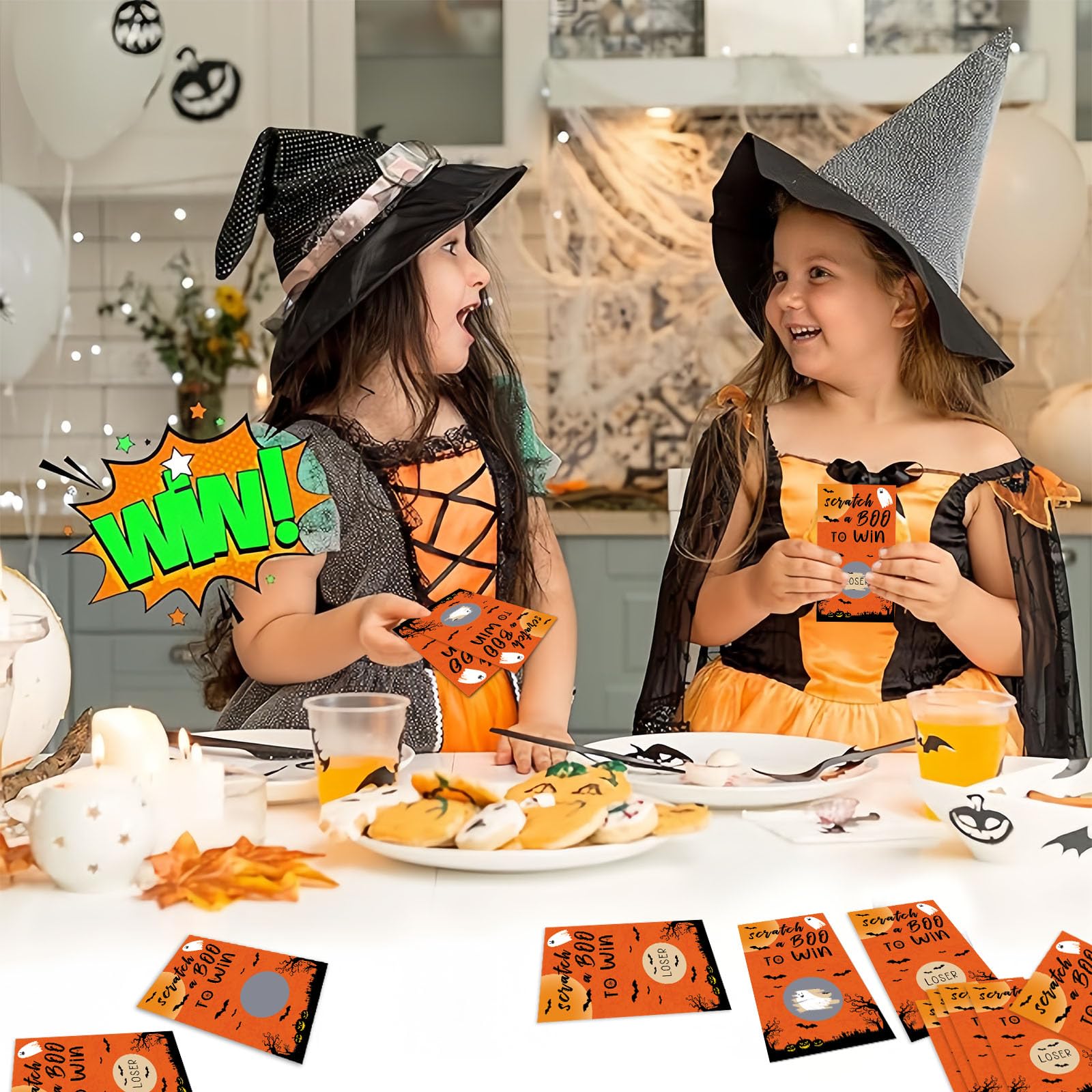 JUESMOS Halloween Scratch Off Cards 30Pcs Spooky Ghost Halloween Party Scratch Off Game Cards Funny Halloween Activity for Groups Kids Adults Halloween Baby Shower Birthday Party Game Favor Supplies