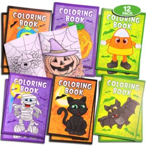 srenta halloween coloring book party favors, 12 pack mini halloween coloring books for kids, 5" x 7" halloween coloring books bulk, halloween party favors, trick or treat goodie bags stuffers