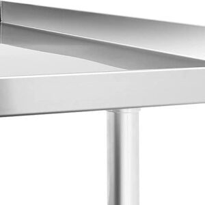 Express KitchQuip Commercial Work Table with Backsplash and Sidesplashes with Casters | NSF (Stainless Steel Table with Sideguards + casters) (96" Long x 30" Deep)